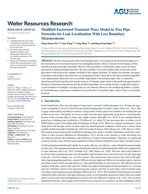 Modified Factorized Transient Wave Model In Tree Pipe Networks For Leak