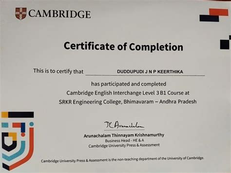 Keerthika Duddupudi On Linkedin Cambridgecertified