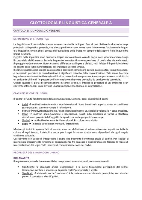 Appunti E Riassunti Di Glottologia E Linguistica Generale Dispense Di