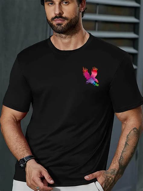 Colorful Eagle Print T Shirt Tees Men Casual Short Sleeve T Temu Ireland