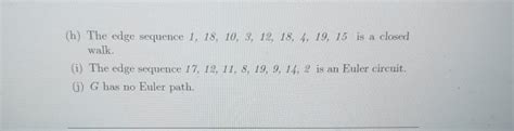 Solved Consider The Graph G Pictured Below In Which The Chegg