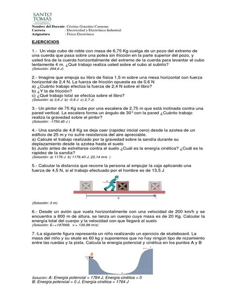 Guía N°3 Trabajo Y Energía Pdf Ascensor Energía Potencial