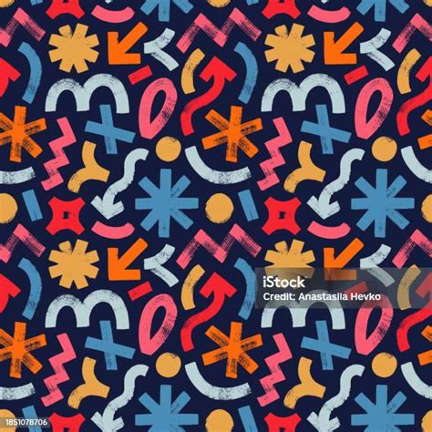 컬러 브러시로 그린 기하학적 모양이 매끄러운 패턴입니다 창조적 인 미니멀리스트 스타일의 예술 배경입니다 패턴에 대한 스톡 벡터 아트 및 기타 이미지 Istock