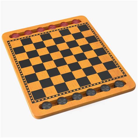 Wood Checkers Set 3d Model 24 3ds Blend C4d Fbx Max Ma Lxo