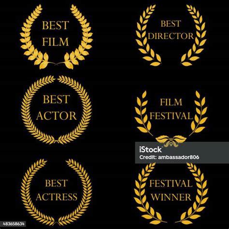 영화 상입니다 골든 라운드 Laurel Wreaths 2015년에 대한 스톡 벡터 아트 및 기타 이미지 2015년