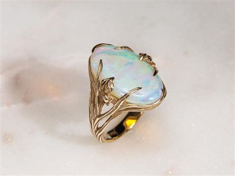 Opal Gold Ring Iris Engagement Ring Australian Opal Wedding At 1stdibs