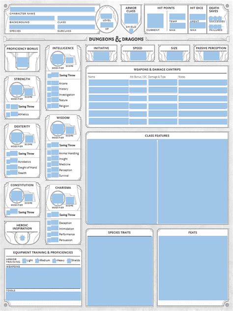 Dandd 5 24 Character Sheet Template Pdf Tabletop Games Role Playing