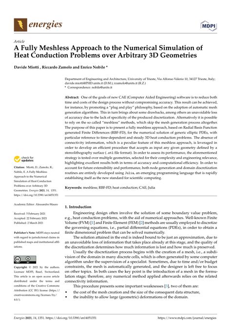 Pdf A Fully Meshless Approach To The Numerical Simulation Of Heat