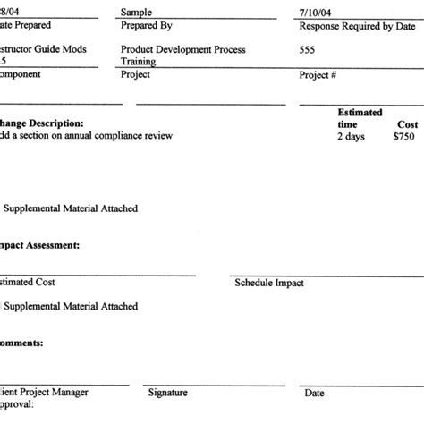 Sample Change Request Form Download Scientific Diagram