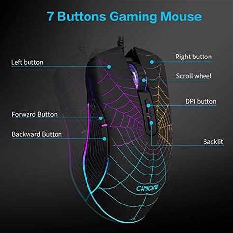 Chonchow Rgb Wired Gaming Mouse Led Backlit Ergonomic 6 Programmable