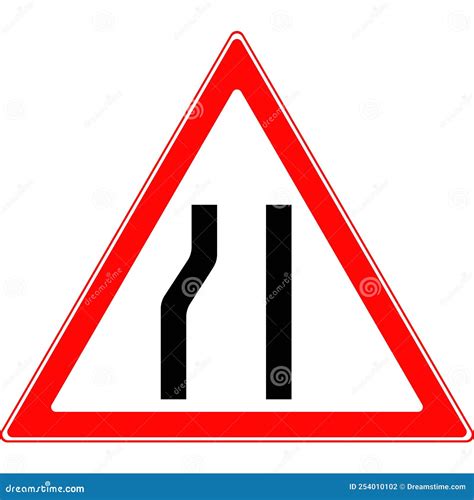 Road Sign Narrowing Of The Road On The Left Vector Illustration