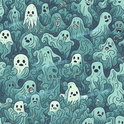 Cute Ghosts Haunted Wallpaper Digital Paper Download Scrapbook