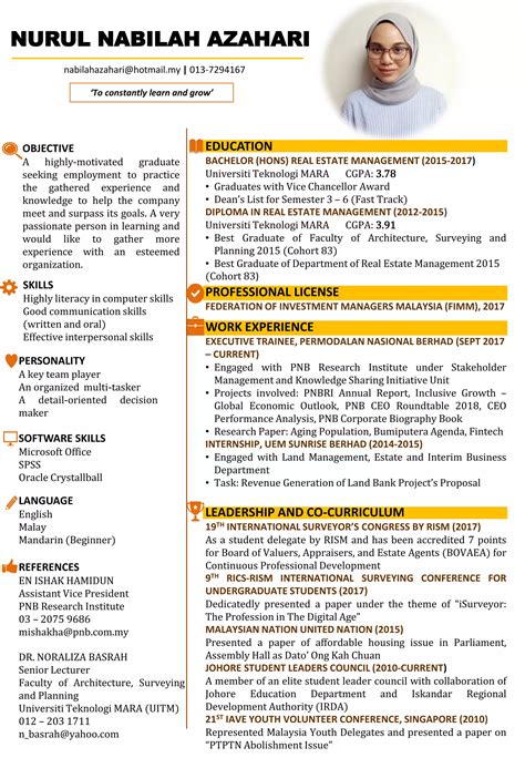 Nurul Nabilah Azahari Resume 2018 Pdf