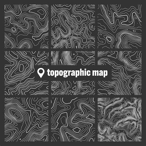 윤선과 함께 상단 지도 지리적 지형 격자 복원 높이 고도 지상 경로 프리미엄 벡터