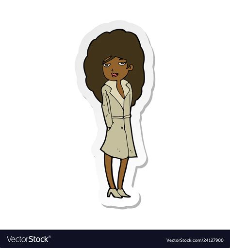 Sticker Of A Cartoon Female Spy Royalty Free Vector Image