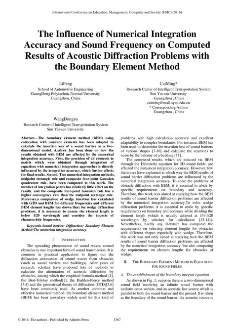 PDF The Influence Of Numerical Integration Accuracy And Sound