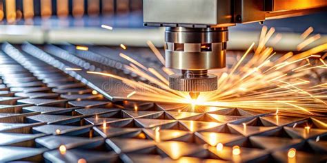 Precise Laser Cutting Machine In Action Metal Fabrication Process Generative Ai Stock