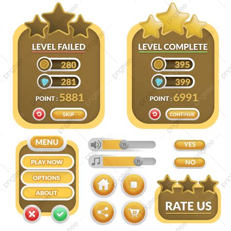 Game Ui Interface Png Image Cartoon Game Interface With Component For Applications And Ui Cute