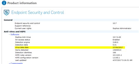 Trying To Confirm Antivirus Is Up To Date Sophos Endpoint Software