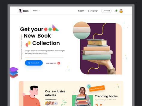 Trending Books Web Layout Book App Landing Page Design Book Search Book Collection Web App