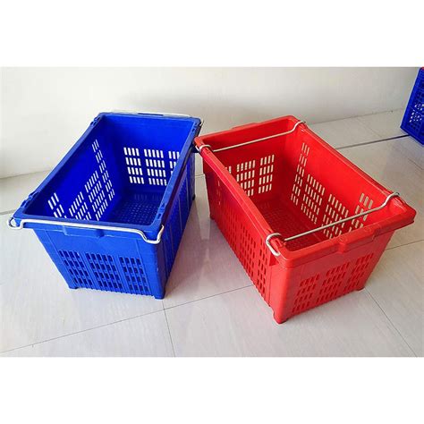 ลังพลาสติกหูเหล็ก 427 เกรดa ขนาดใหญ่ 38x59x33cm ตะกร้าผลไม้หูเหล็ก ลังอุตสาหกรรม Shopee Thailand