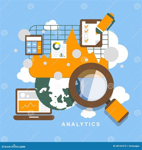Flat Design Icon Set Of Analytics Elements Stock Vector Illustration