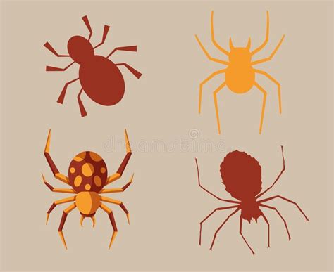 Spider Brown And Yellow Objects Signs Symbols Vector Stock Vector Illustration Of Spooky