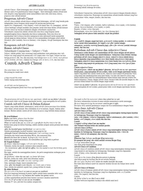 Adverb Clause Pdf Seni And Disiplin Bahasa
