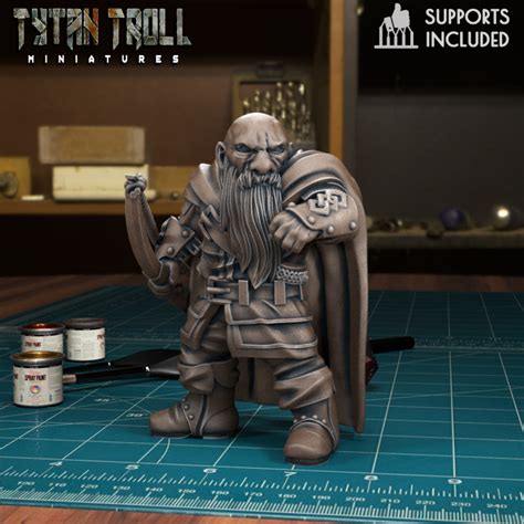 3d Printable Male Dwarf 06 Ranger [pre Supported] By Tytantroll Miniatures