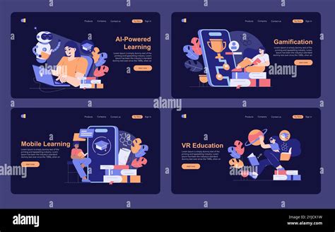 Edtech Set Digital Learning Tools Featuring Ai Gamification Mobile