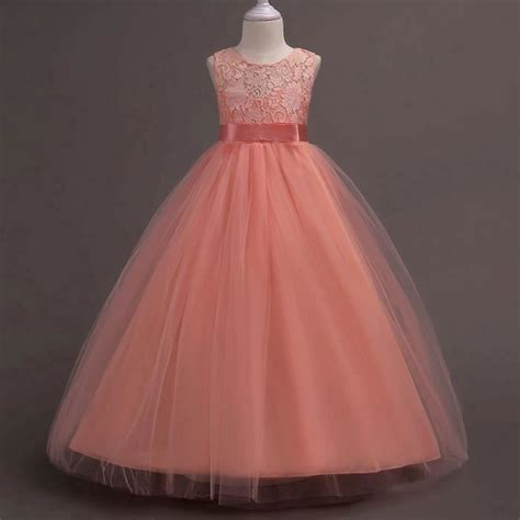 Robe De Soirée Enfant Fille Robe Princesse Mariée Festival Rose Rose