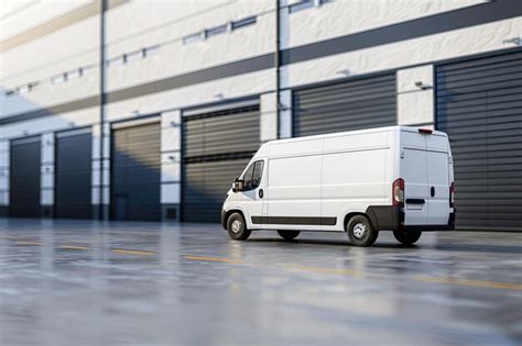 Delivery Van Near A Warehouse At Logistic Park Modern Minivan Ready For