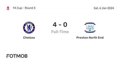 Chelsea Vs Preston North End Live Score Predicted Lineups And H2h Stats