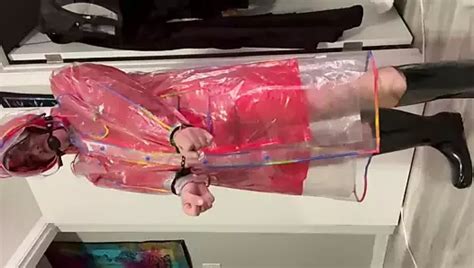 Clear Plastic Raincoat Bondage On Clear Plastic Sheet Xhamster