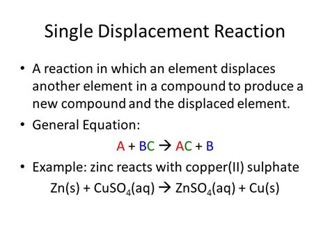 Single Displacement Reactions Powerpoints