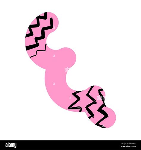 Naive Pink Squiggle With Black Abstract Pattern Hand Drawn Doodle Lines