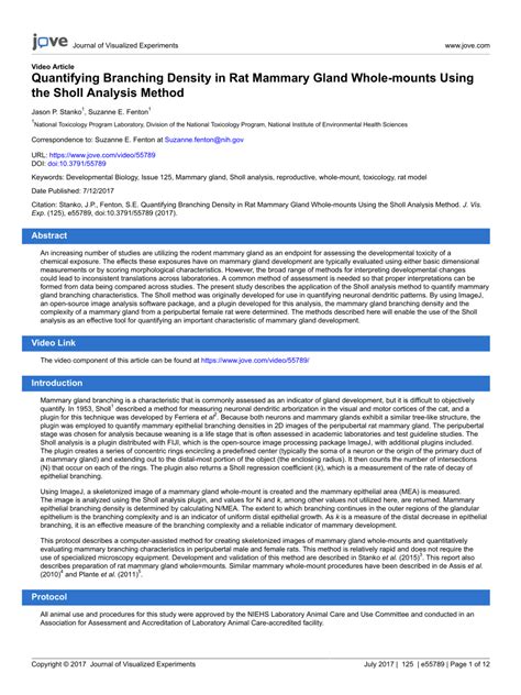 Pdf Quantifying Branching Density In Rat Mammary Gland Whole Mounts