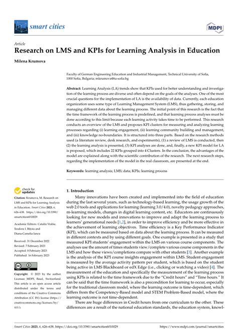 Pdf Research On Lms And Kpis For Learning Analysis In Education