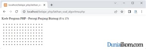 Kode Program PHP Membuat Pola Persegi Panjang Bintang