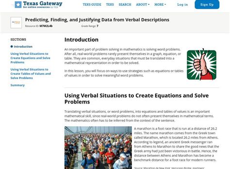 texas gateway predicting finding and justifying data from verbal