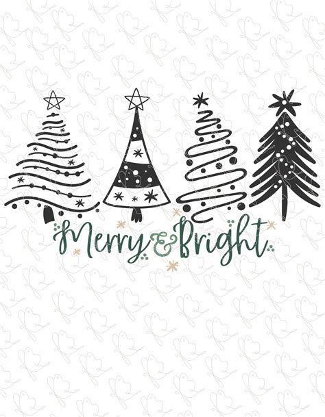 Merry And Bright Christmas Png Digital Download Design Etsy