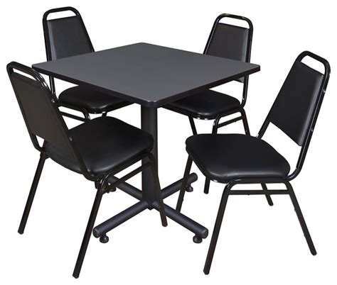 Kobe 30 Square Breakroom Table Grey And 4 Restaurant Stack Chairs
