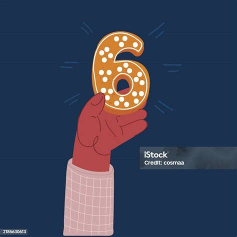 만화 벡터 일러스트 레이 션 의 쿠키 글꼴 알파벳 숫자 6 손에 3차원 형태에 대한 스톡 벡터 아트 및 기타 이미지 3차원 형태 다중 색상 달콤한 음식 Istock