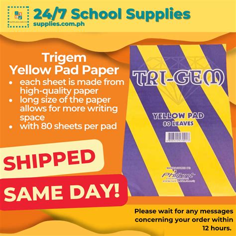 Yellow Pad Paper Trigem Long 1 Whole 80s Yellowpad Shopee Philippines