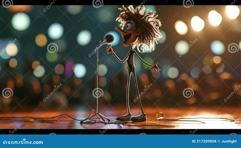 Cartoon Digital Avatar Of A Highenergy Rapidfire Comedian With Wild