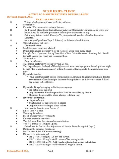 Advice Diabetes Sick Day Protocol Pdf Diabetes Mellitus Insulin