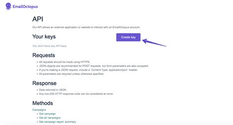 How To Create And Delete Api Keys Emailoctopus Knowledge Base