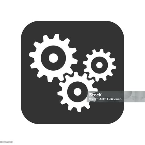 齒輪圖示鏈輪徽標設置方形按鈕符號機械齒輪符號黑色剪影隔離在白色背景上向量插圖圖像向量圖形及更多互聯網圖片 互聯網 側影 全球通訊