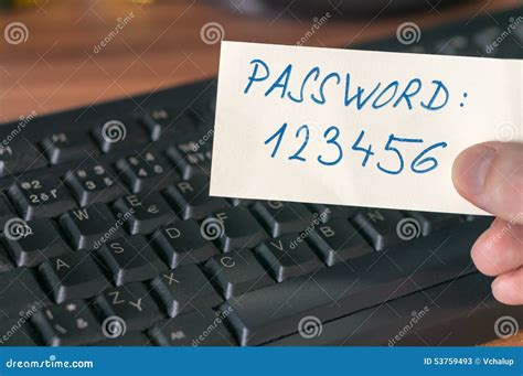 Hand Holds Paper With Password Stock Image Image Of Limb Internet