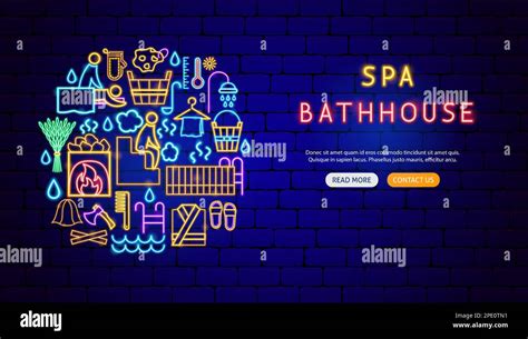 Spa Bathhouse Neon Banner Design Stock Vector Image And Art Alamy
